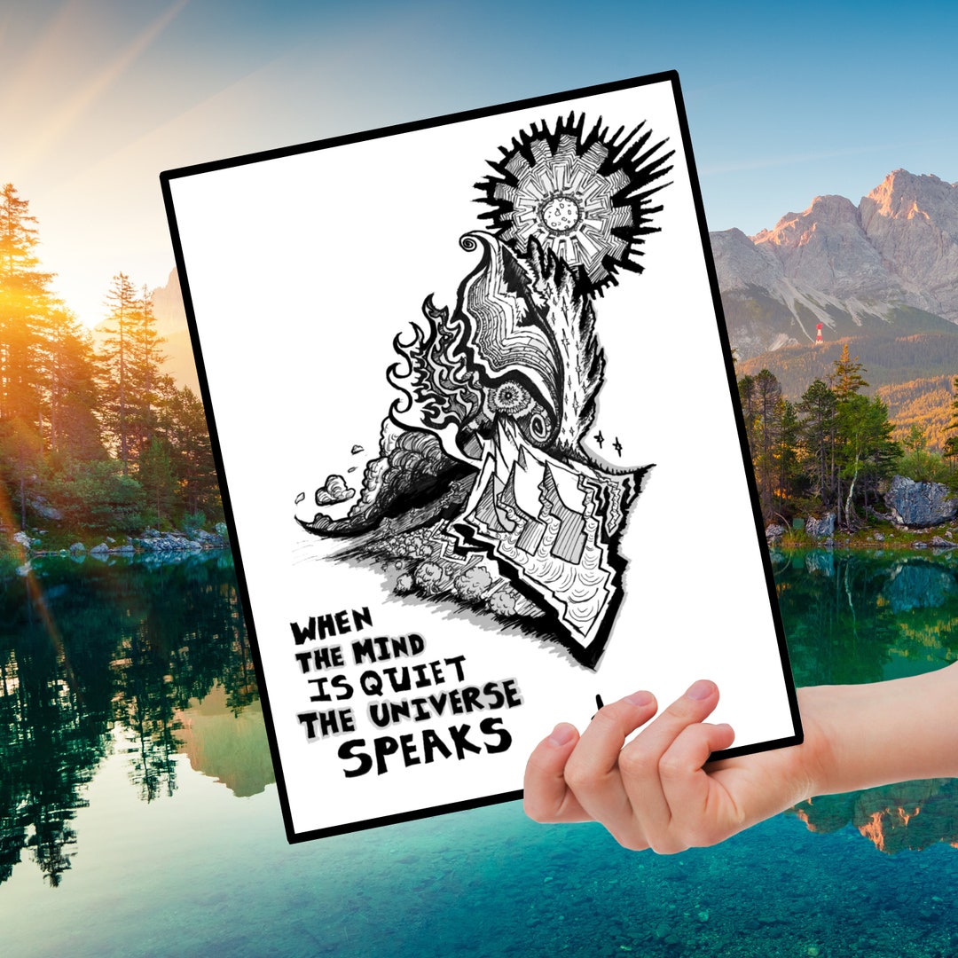 Mountain Nature Wacky Weird Black and White Printable Wall Art ...