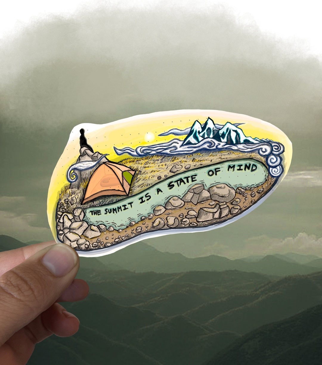 Summit Mind Nature Sticker for Vanlife Adventure // Handmade Vinyl ...