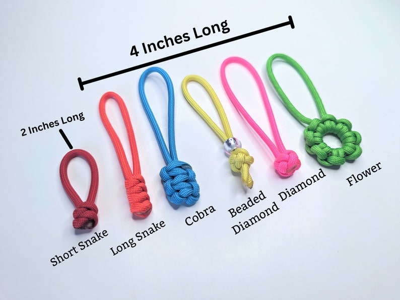 6 Pack Snake Weave Zipper Pulls 4 Inch Long Paracord Zipper - Etsy