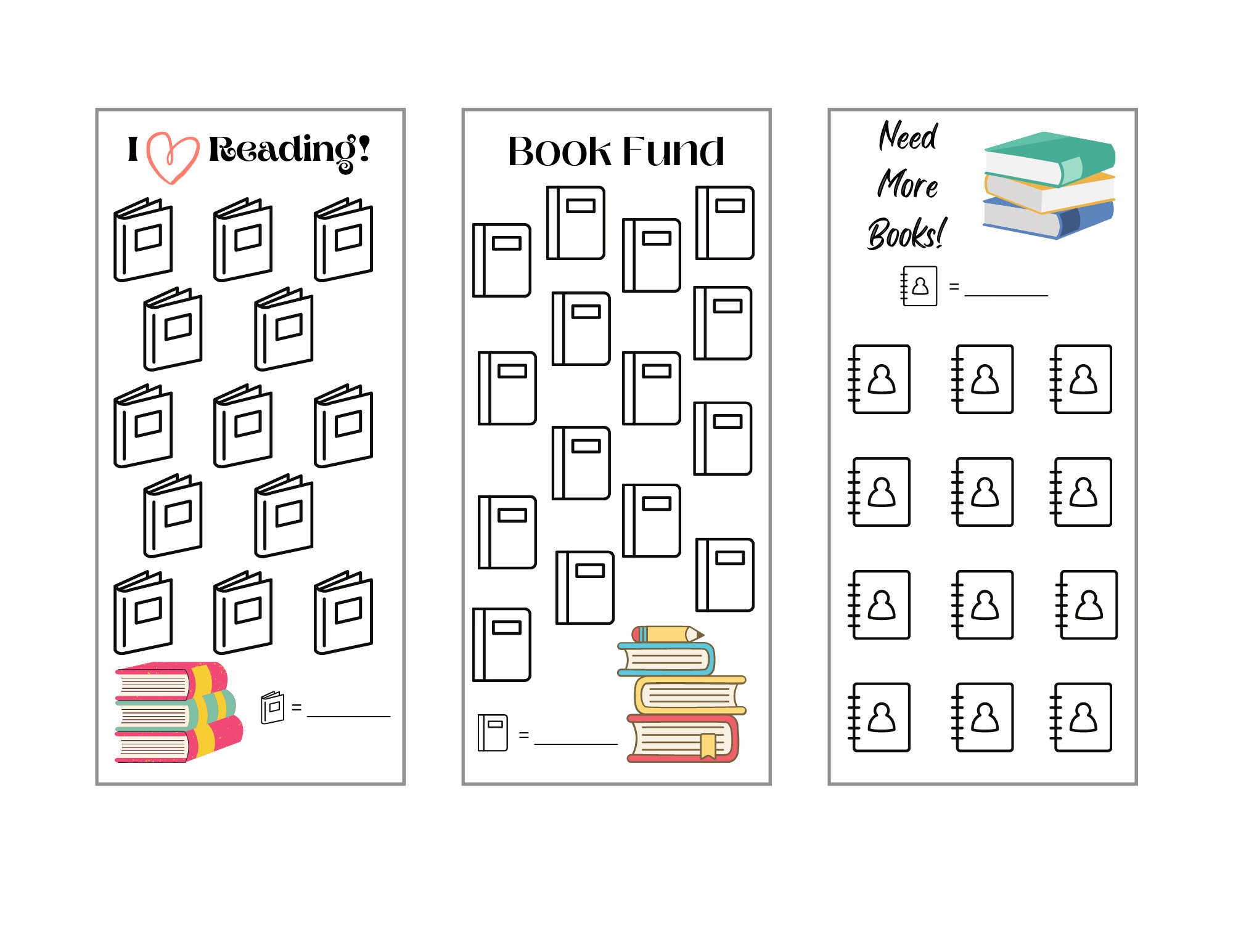 All About Books Mini Savings Challenge Trackers Set Your - Etsy