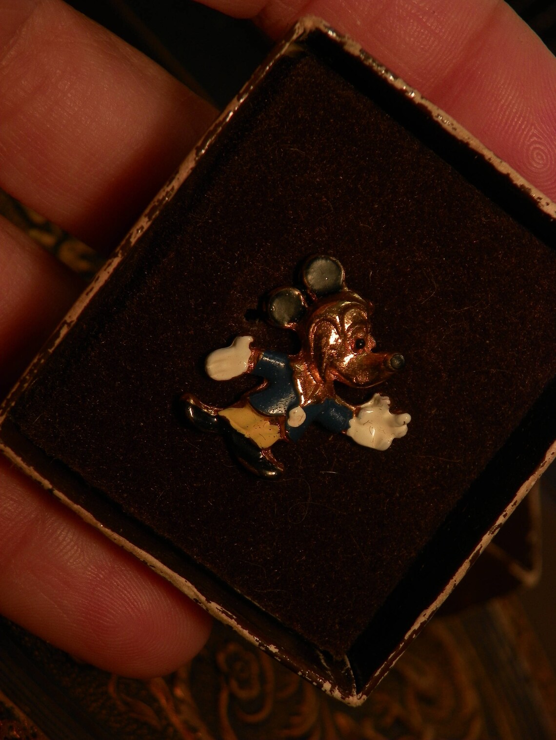 VERY RARE DISNEYANA Pair Antique 1930s Mickey Mouse Pin Set 2 Gold Tone ...