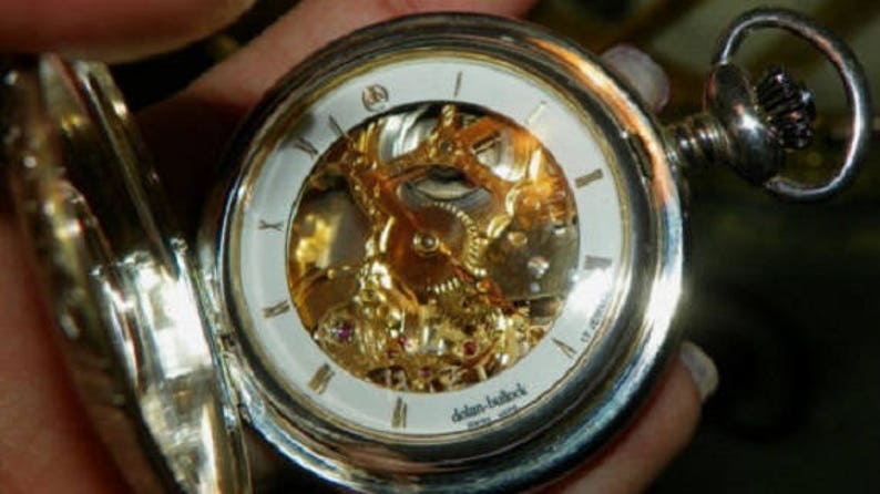 Rare Dolan Bullock Colibri Vintage Pocket Watch 17 Skeleton Sterling ...