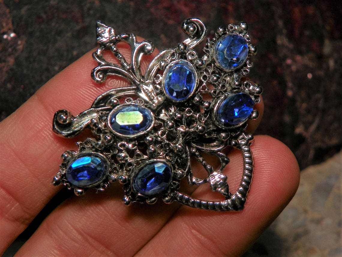 Gorgeous Vintage Silver Tone Unique Fashion Brooch With Oval - Etsy