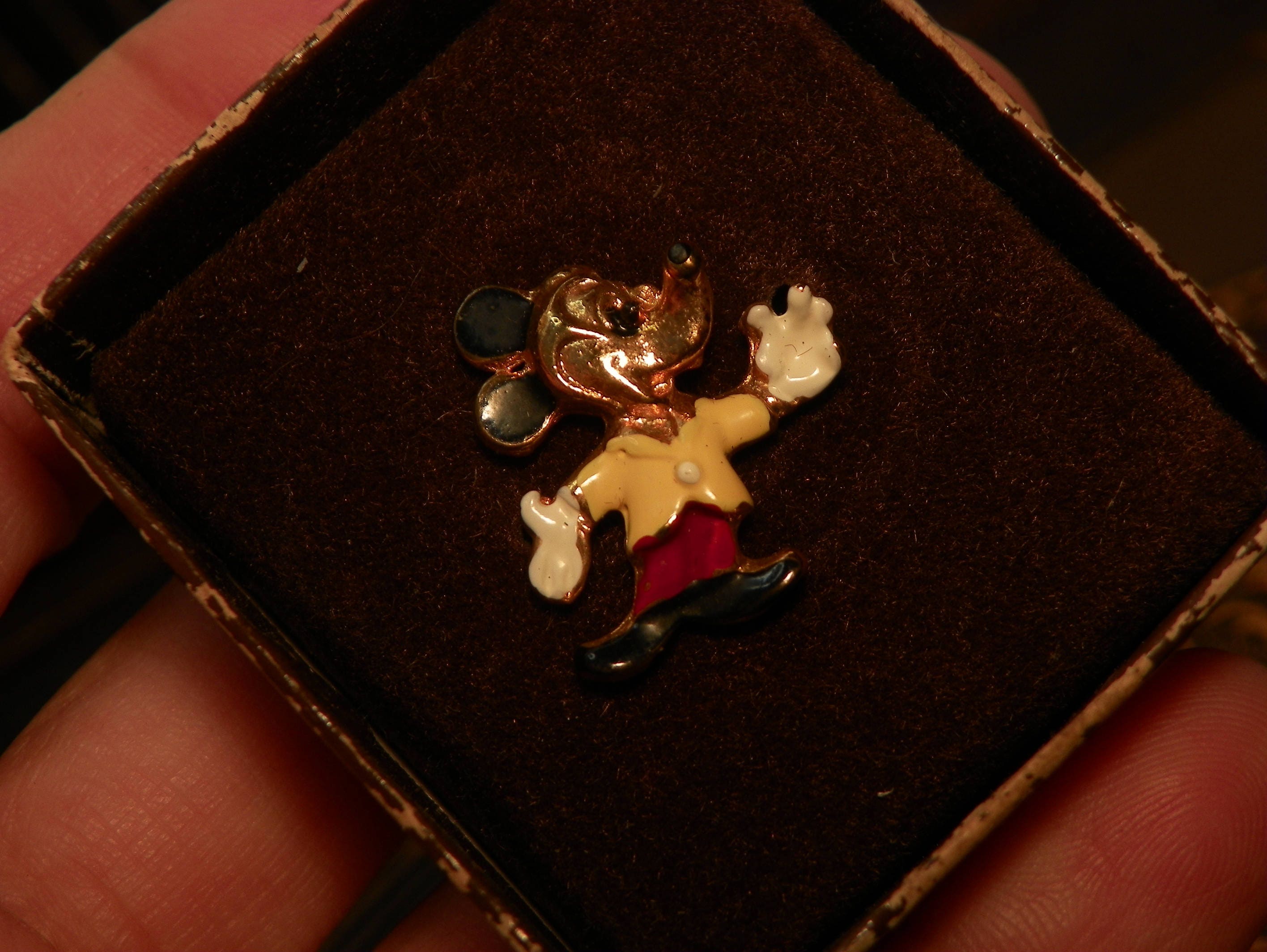 VERY RARE DISNEYANA Pair Antique 1930s Mickey Mouse Pin Set 2 Gold Tone ...