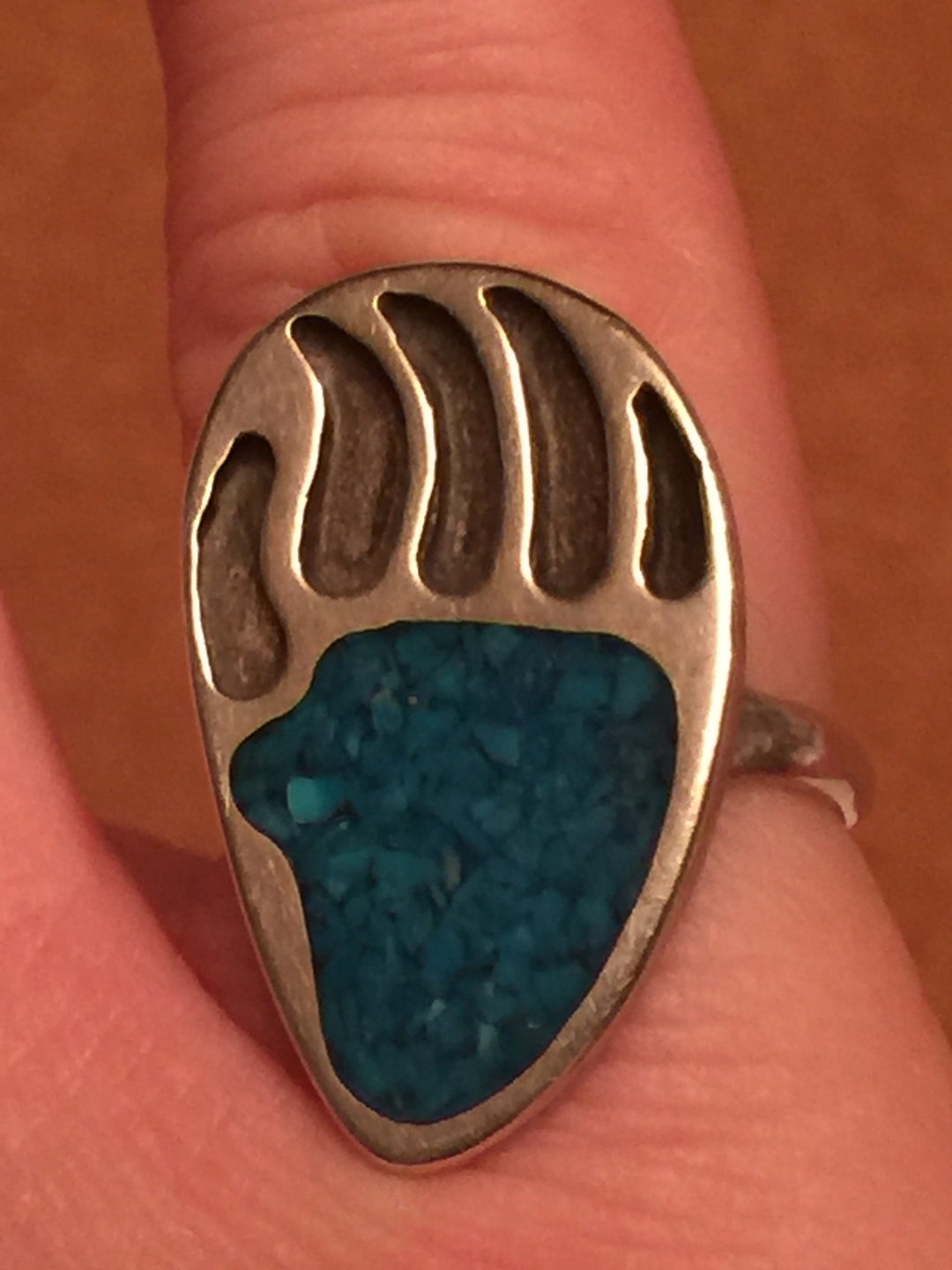 Navajo-made Bear Claw Ring Turquoise and Sterling Silver - Etsy