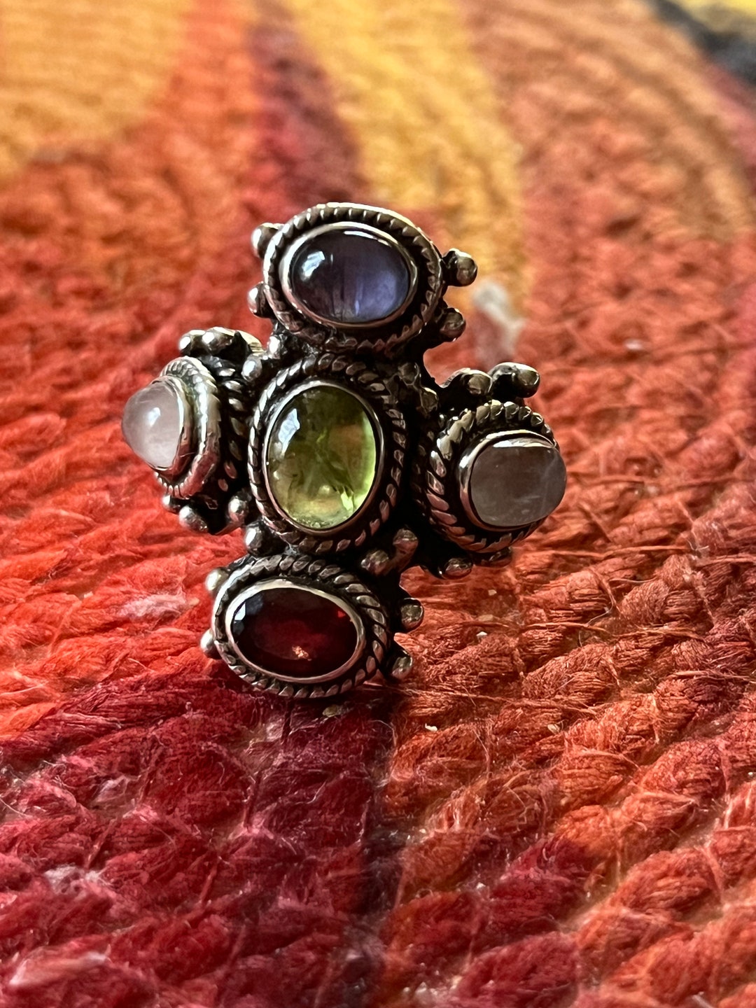 Elemental Cross Multi-gemstone SS Ring - Etsy