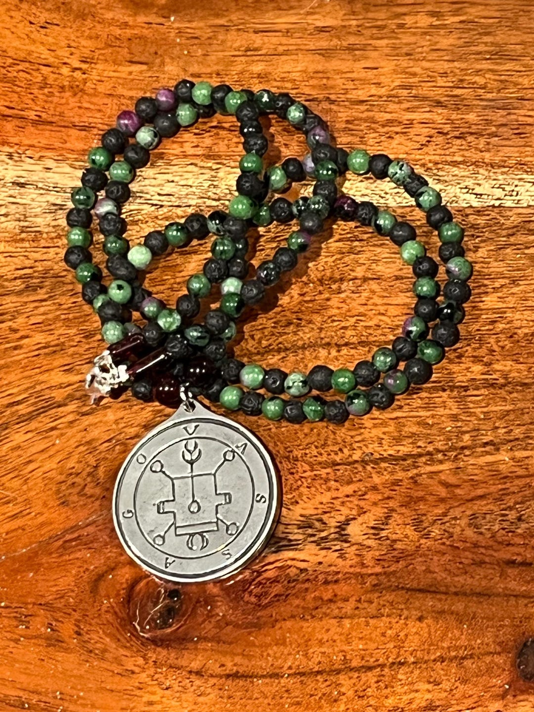Ars Goetia: Vassago Sigil Ruby Zoisite Gemstone Beaded Necklace - Etsy