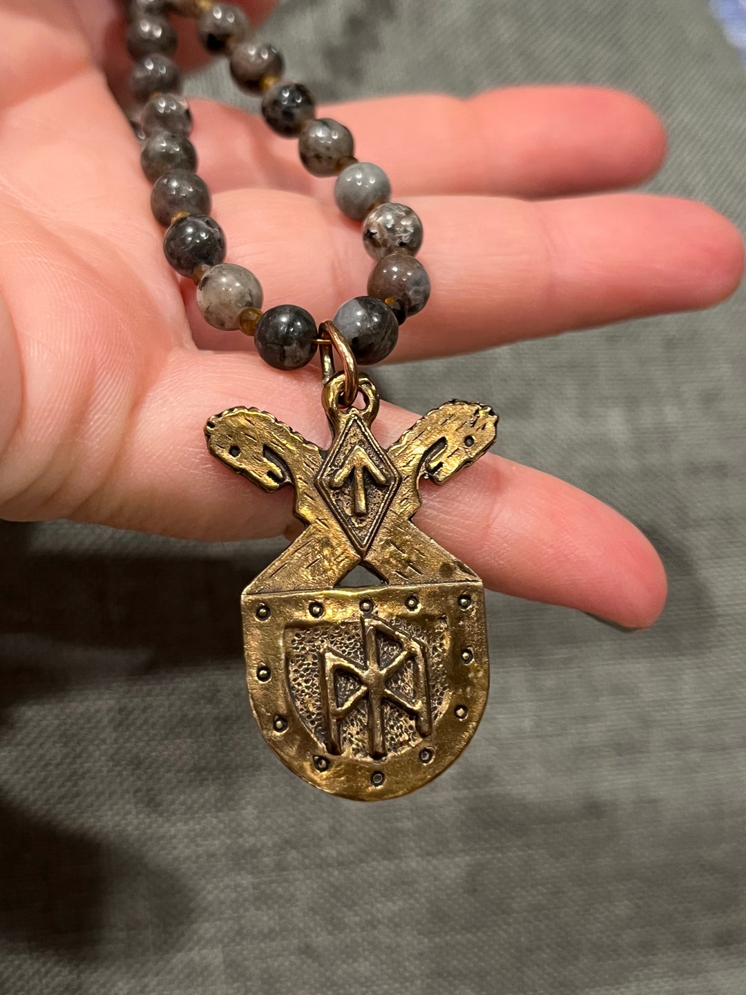 Heathen Bind-rune Necklace With Horse Motif and Yooperlite Beads - Etsy