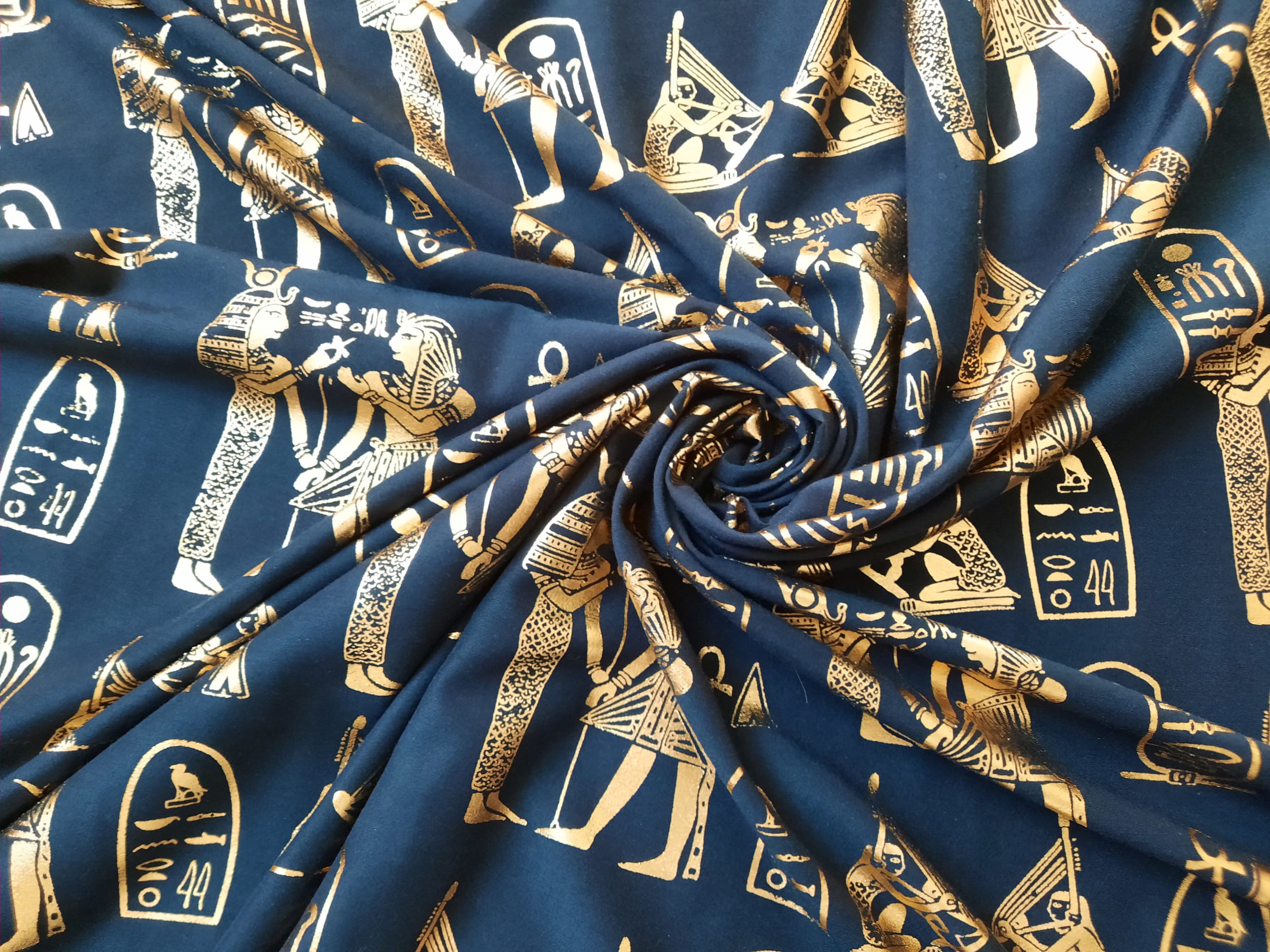 On the Theme of Ancient Egypt Fabric With Golden Pharaohs and - Etsy