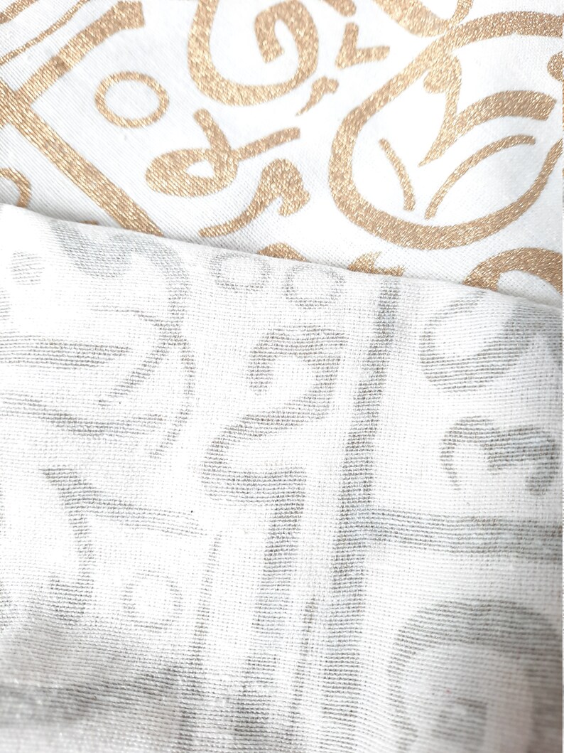 Offwhite Fabric With Golden Cursive Script Printed Linen - Etsy