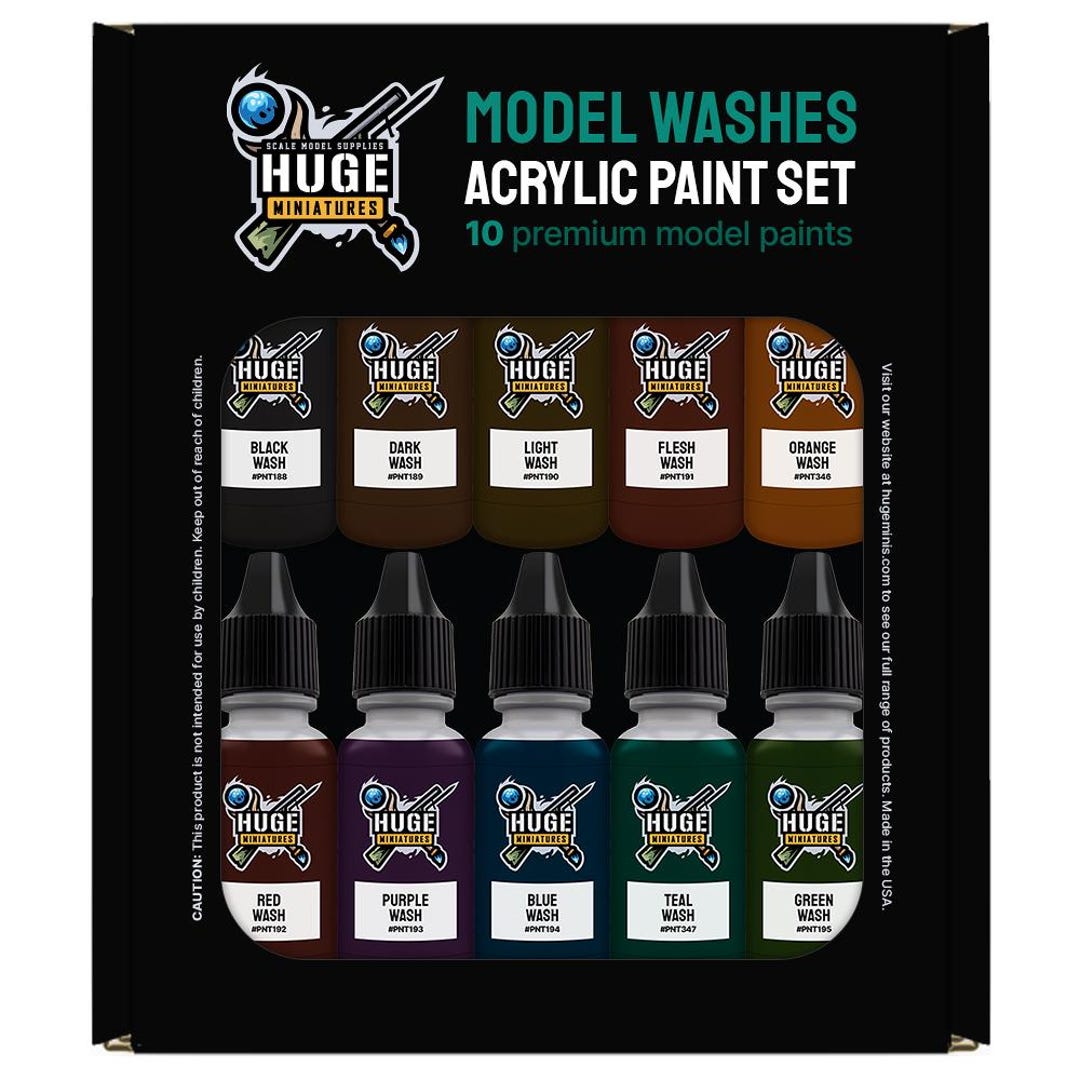 Huge Miniatures Acrylic Model Paint Bundle, 17ml Washes – 10 Colors - Etsy