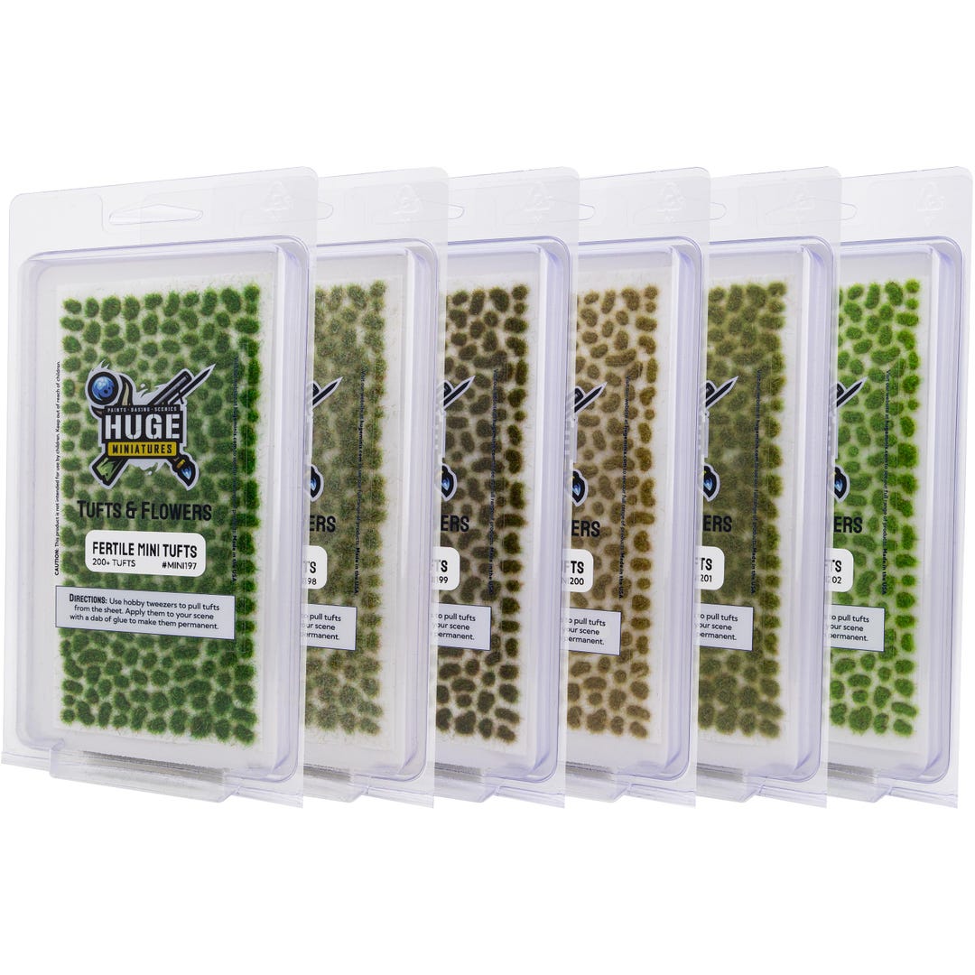 Huge Miniatures Mini Tuft Bundle, 2mm Self Adhesive Static Grass Tufts ...