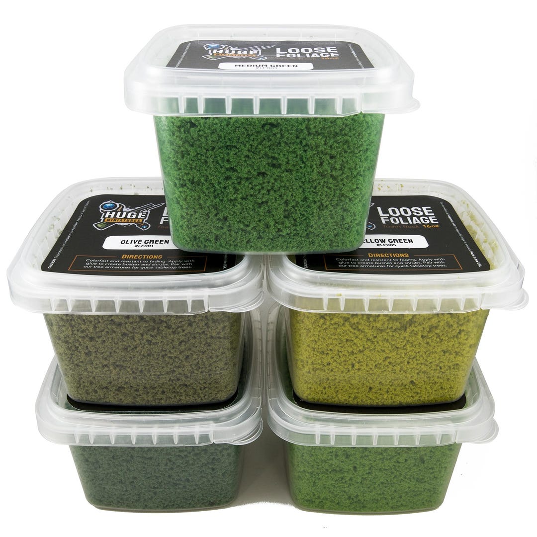 Huge Miniatures Loose Foliage Foam Flock, 16oz Nature Foliage Bundle ...