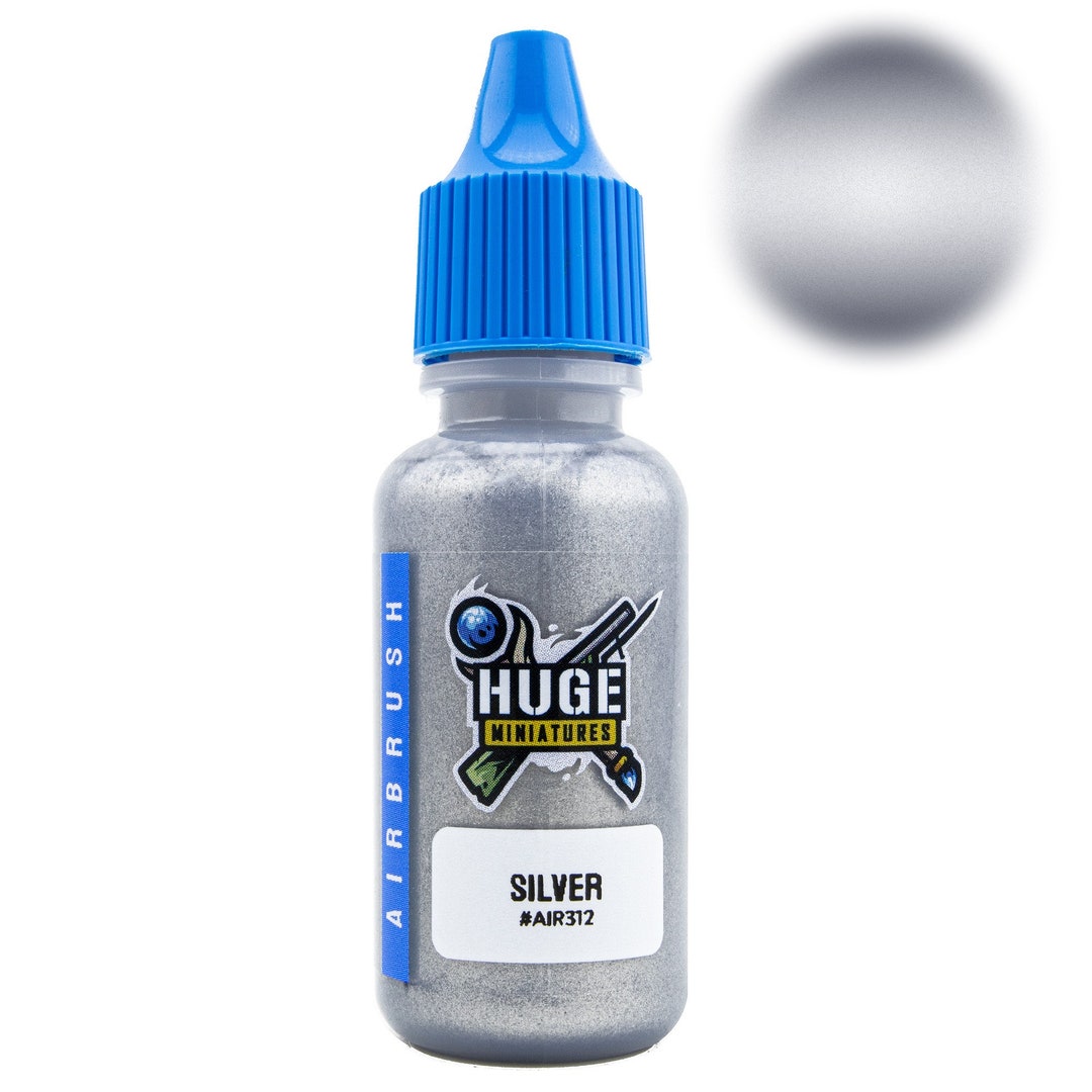 Huge Miniatures Airbrush Acrylic Paint, Silver Metallic Model Paint ...
