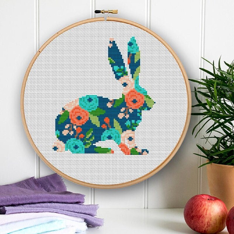 Rabbit Cross Stitch - Etsy