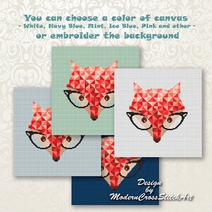 FOX Cross Stitch Pattern Animal Geometric Handmade Design Modern ...