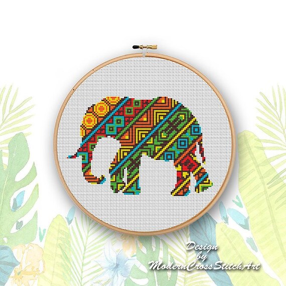 Craft Supplies & Tools Elephant Animal PDF Counted cross stitch pattern ...