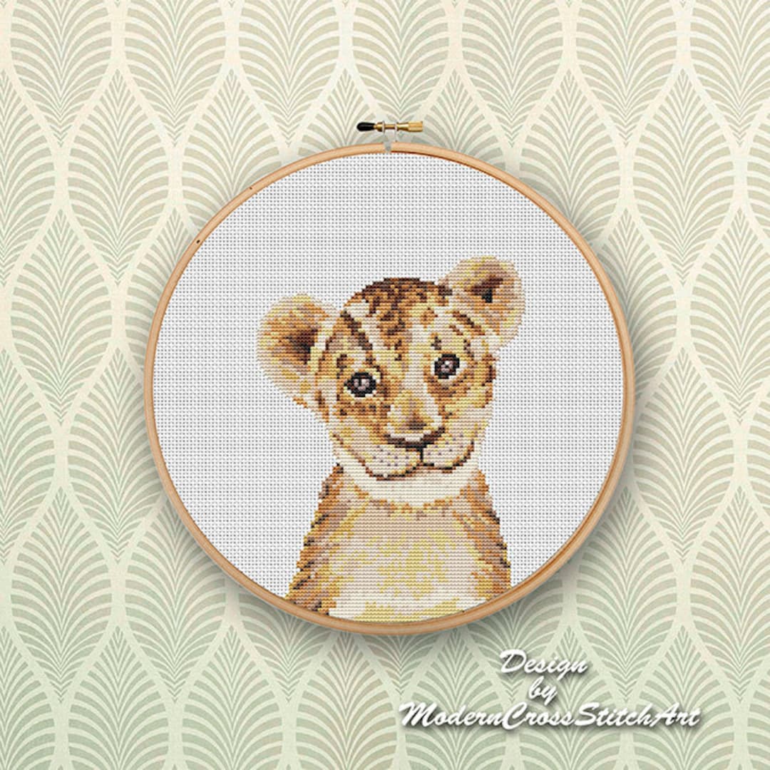 Lion Cub Cross Stitch Pattern: Baby Safari Nursery Decor (PDF) - Etsy