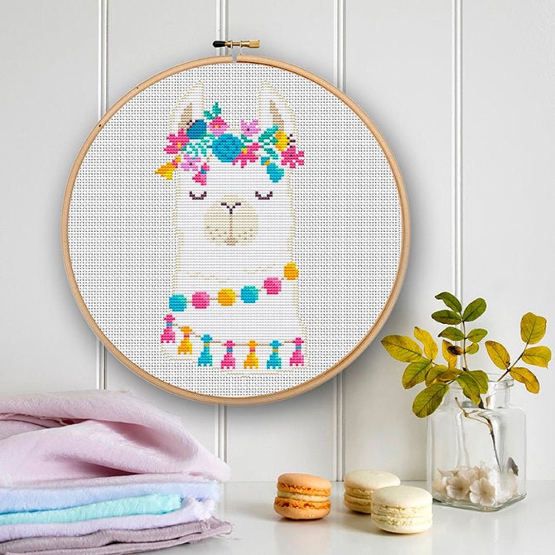 Llama Cross Stitch Pattern: Boho Alpaca Embroidery Design (PDF) - Etsy