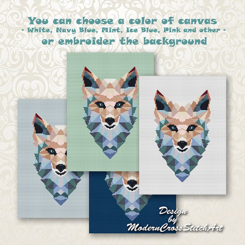Geometric Fox Cross Stitch Pattern Modern Cross Stitch PDF - Etsy