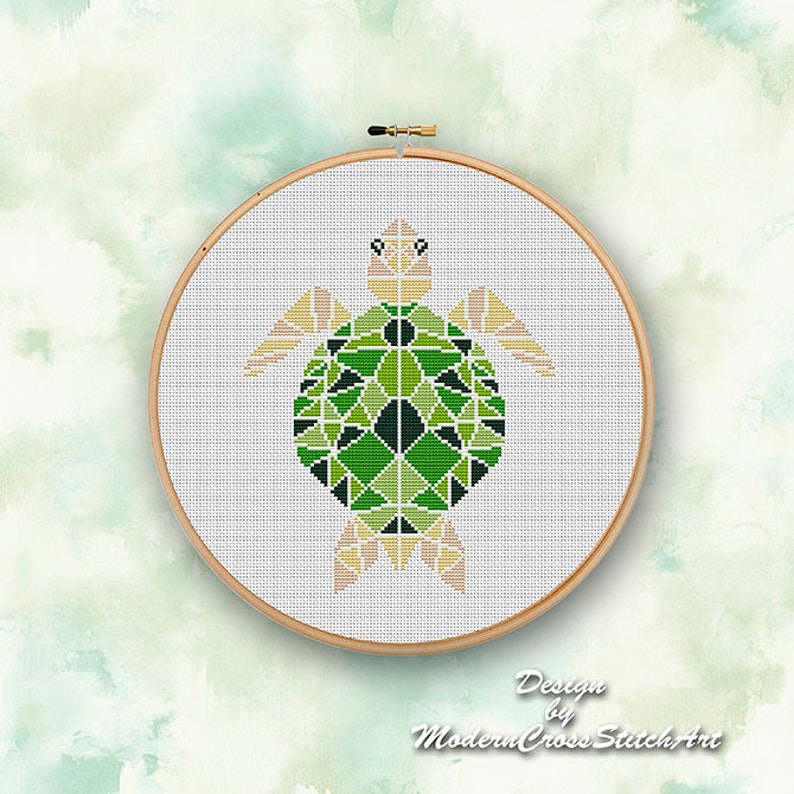 Geometric Cross Stitch Pattern Modern Turtle Counted Chart - Etsy