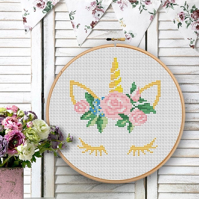 Unicorn Cross Stitch Pattern Unicorn Face Cross stitching | Etsy