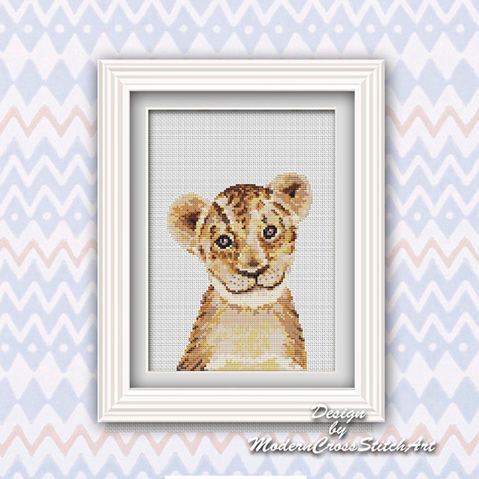 LION Cross Stitch Pattern Baby Counted Cross Stitch Safari | Etsy