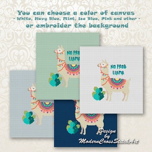 No Prob-llama Cross Stitch Pattern, Easy Cross Stitch Modern, Quote ...