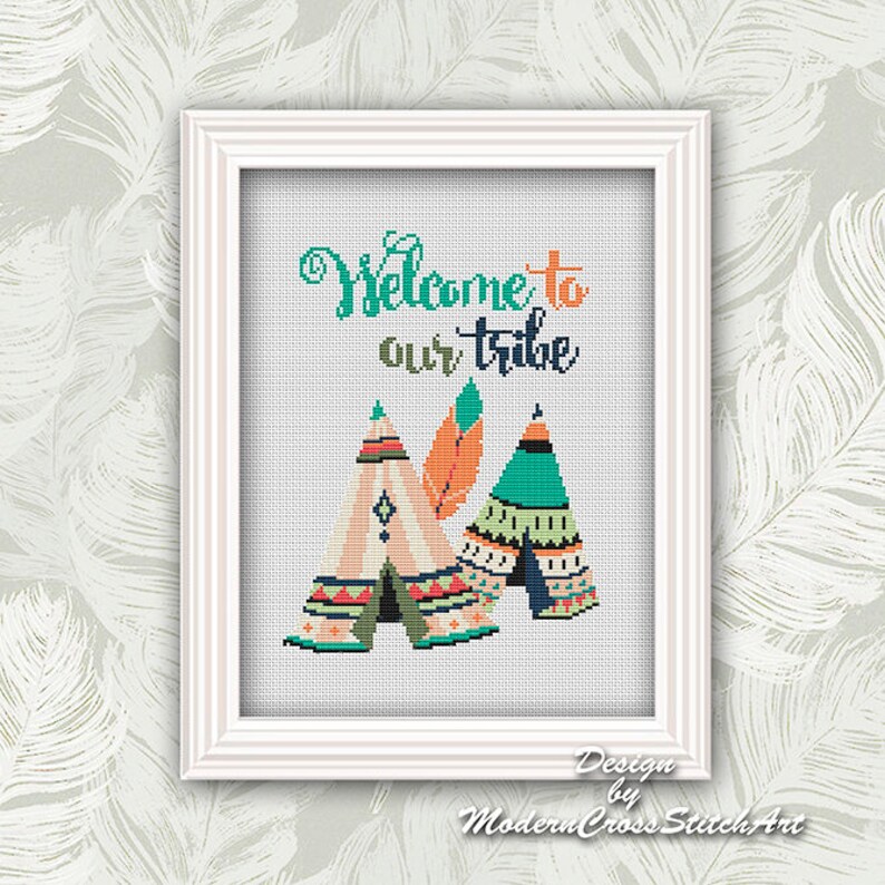 Welcome Cross Stitch Boho Counted Cross Stitch Pattern Tribe - Etsy