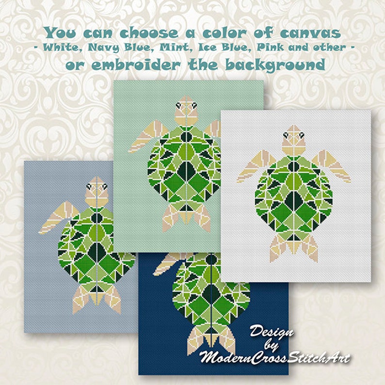 Geometric Cross Stitch Pattern Modern Turtle Counted Chart - Etsy