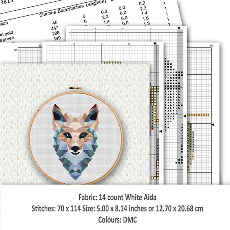 Geometric Fox Cross Stitch Pattern Modern Cross Stitch PDF - Etsy