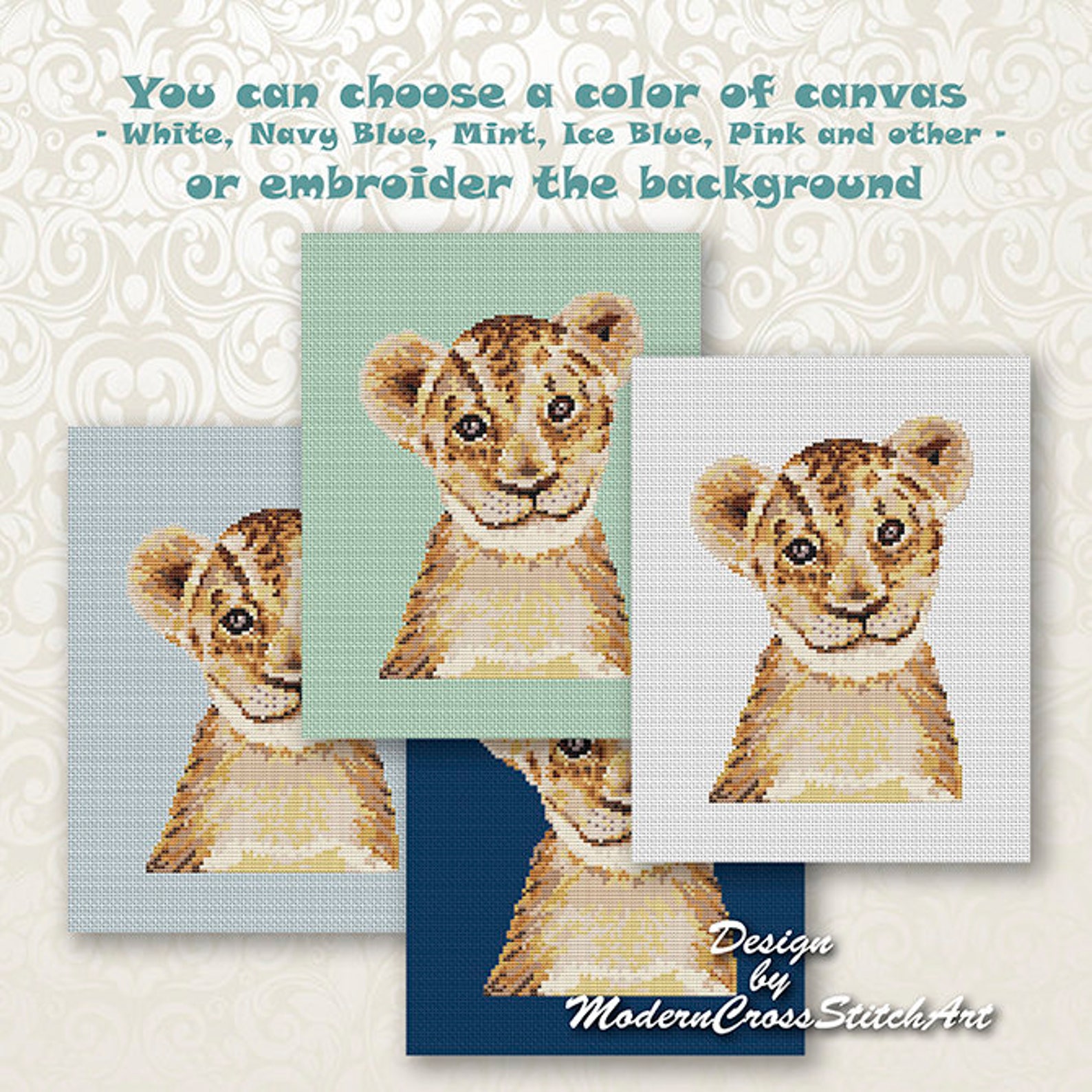 LION Cross Stitch Pattern Baby Counted Cross Stitch Safari | Etsy