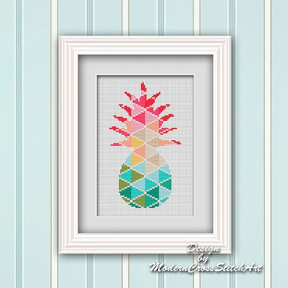 Pineapple Geometric Counted Cross Stitch Modern Cross Stitch | Etsy