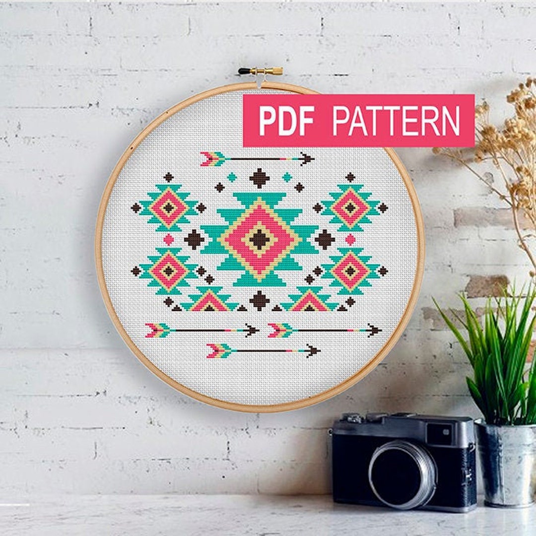 Native American Ethnic Cross Stitch Pattern PDF, Tribal Ornament Cross ...