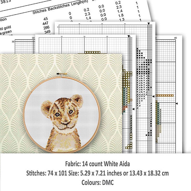 LION Cross Stitch Pattern Baby Counted Cross Stitch Safari - Etsy