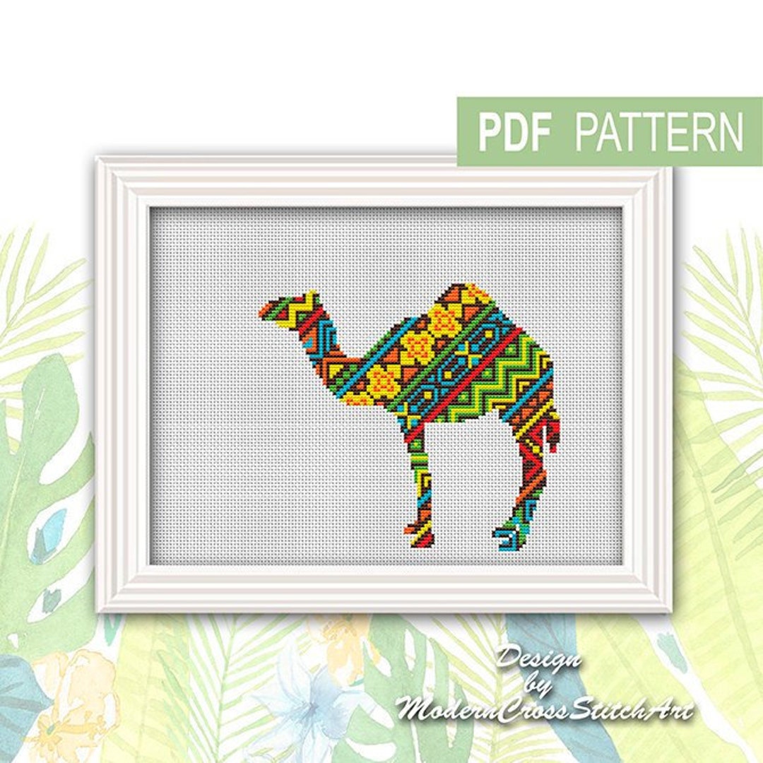 Camel Cross Stitch Pattern: Geometric Silhouette Embroidery (PDF ...