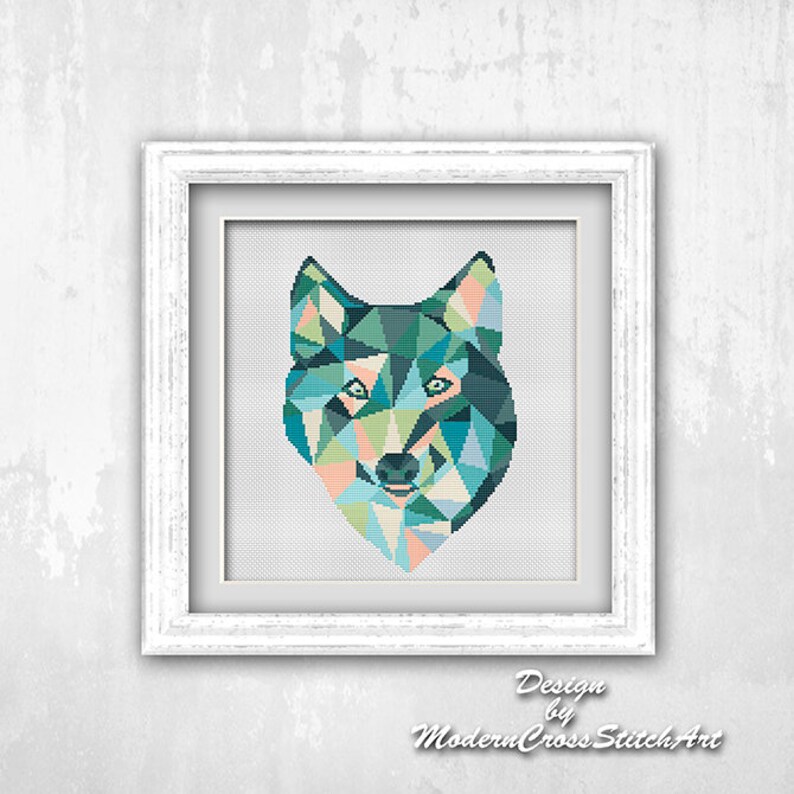 Wolf Cross Stitch Pattern Geometric Animals Cross Stitch | Etsy