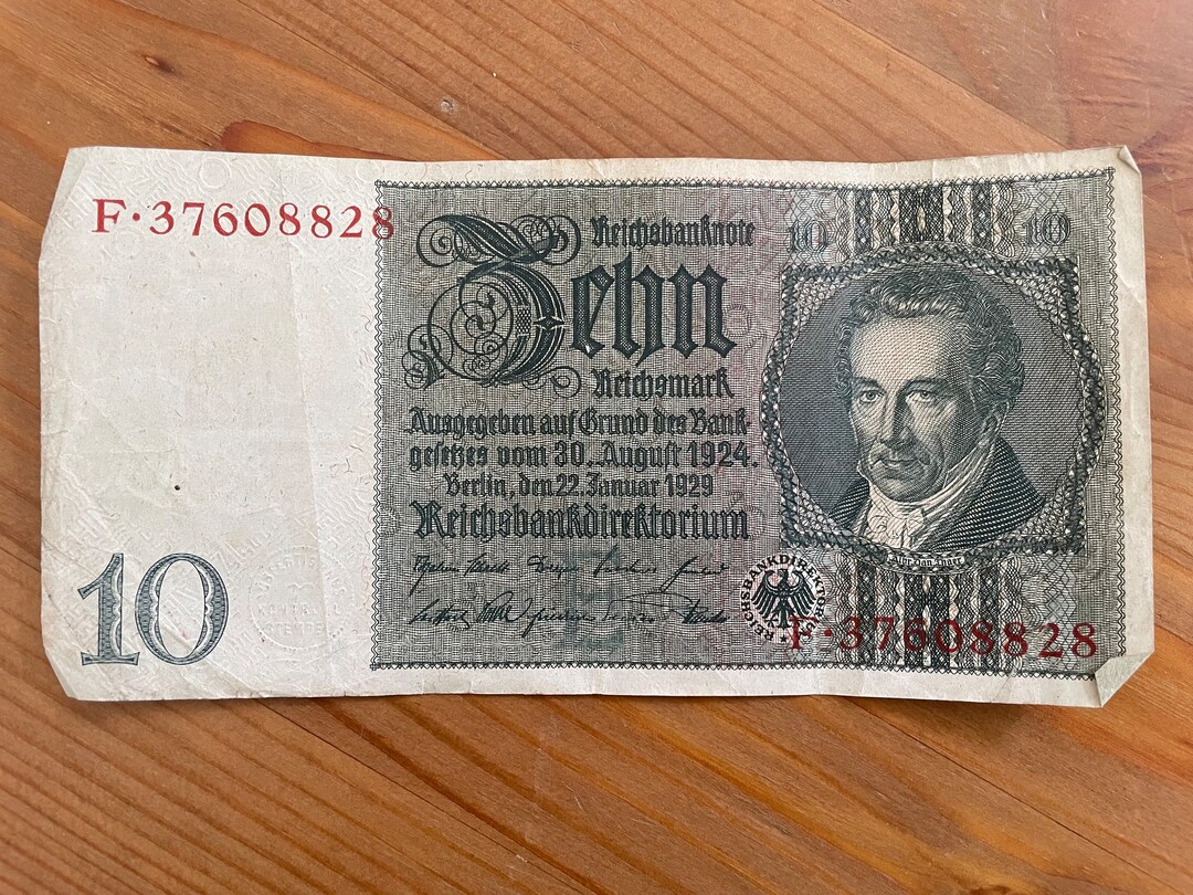 1929 German Reichsbanknote 10 Mark Banknote - Etsy