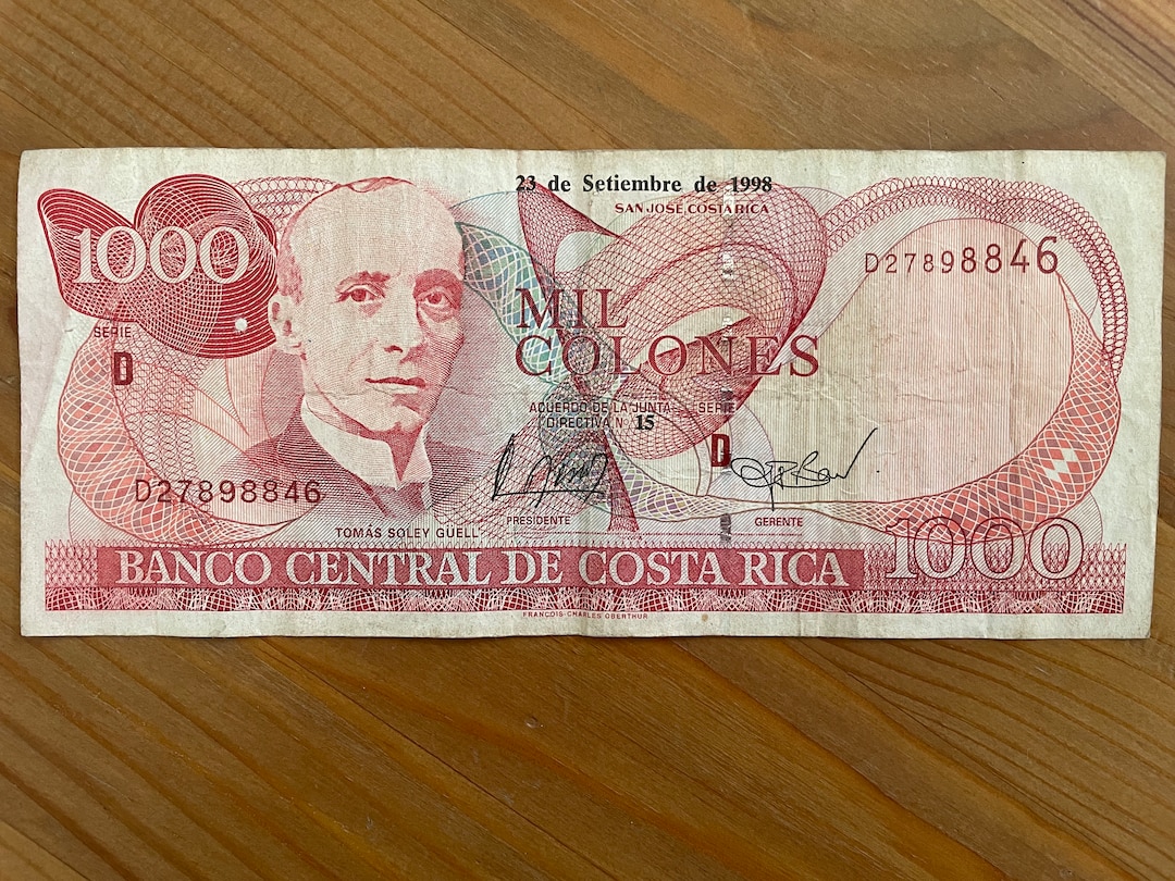 1998 Bank of Costa Rica 1000 Colones Banco Central E Costa Rica Mil ...