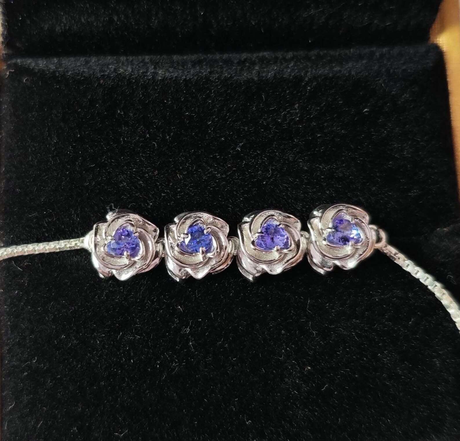 Platinum Plated Sterling 925 Silver Rose Bracelet With 3 MM AAA ...