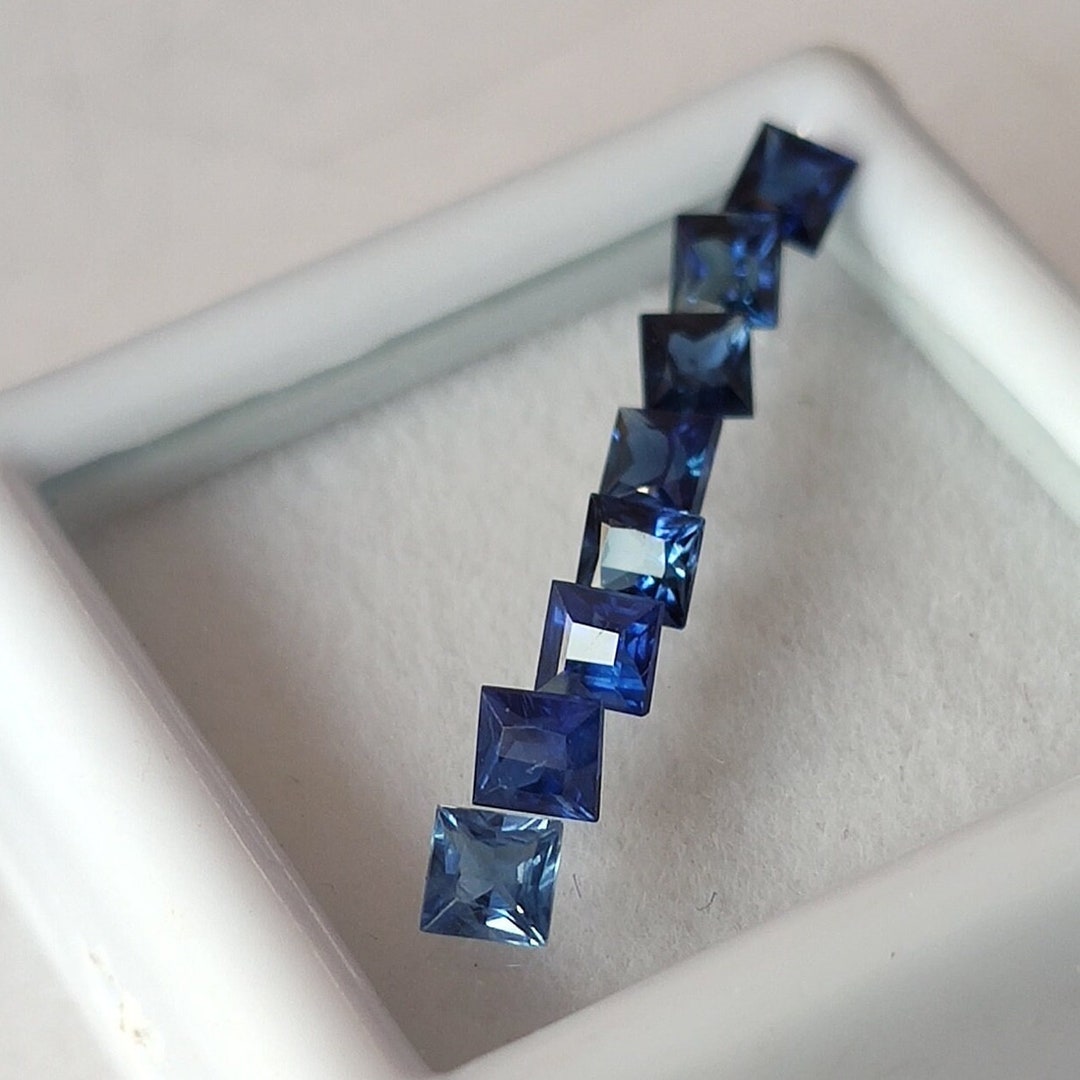 Natural Flawless Light to Royal Blue Sapphire 3 MM Princess Cut Lot of ...