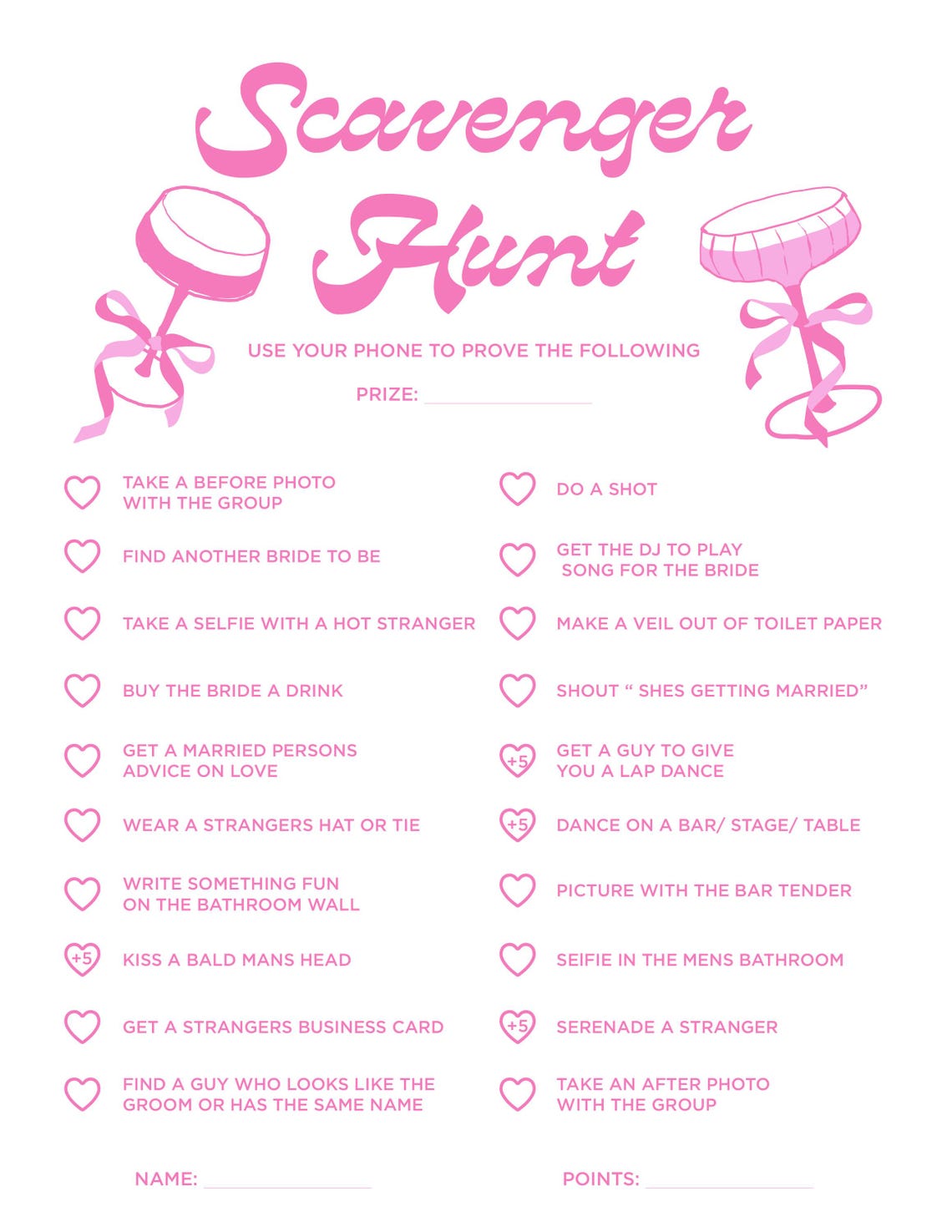 Scavenger Hunt | Modern Hens & Bridal Shower Party Games | Bachelorette ...