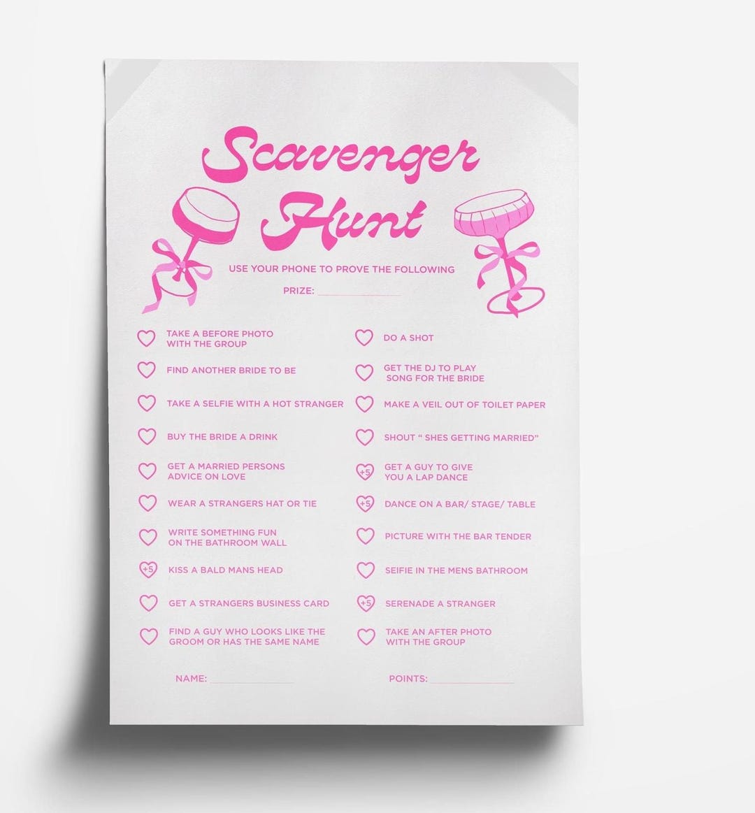 Scavenger Hunt | Modern Hens & Bridal Shower Party Games | Bachelorette ...