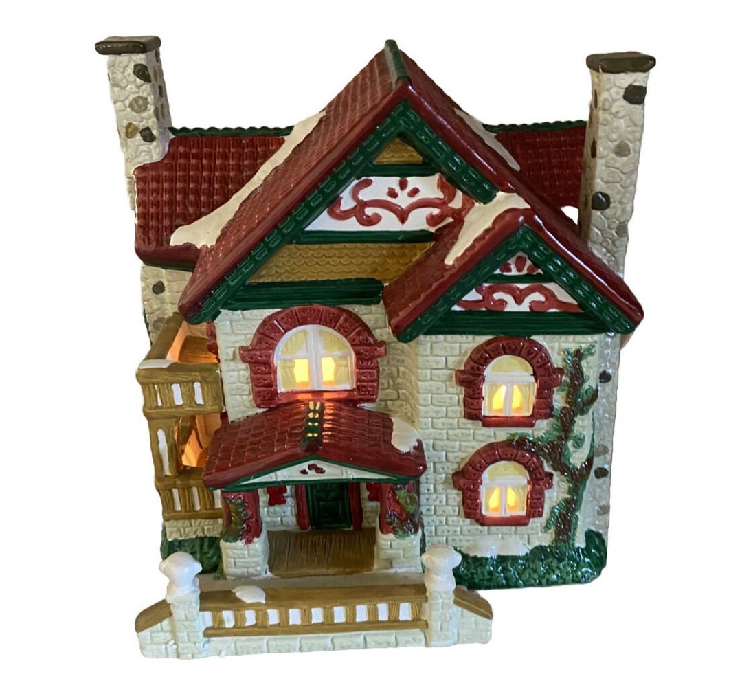 Lighted Ceramic Christmas Village House - Santas Best Rockies Decor - Etsy