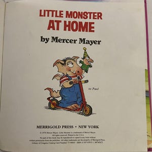 Mercer Mayers Book Little Monster at Home Hardcover Children's 1973 - Etsy
