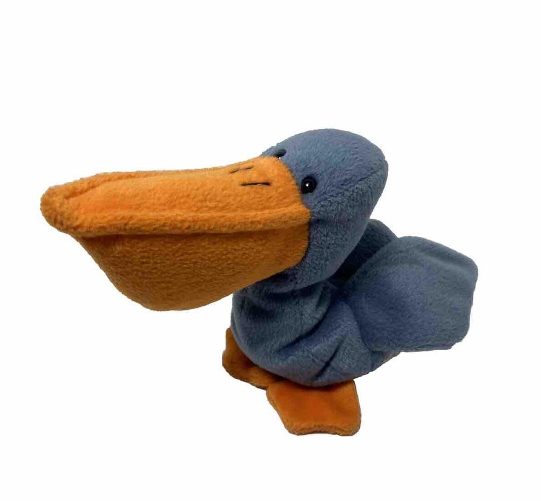 Vintage Plush Ty Beanie Baby Scoop the Pelican Blue Orange Beanbag ...