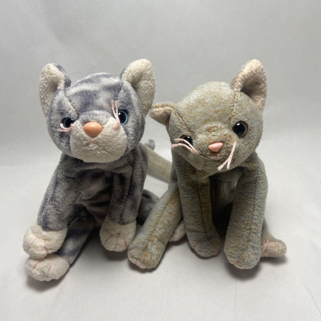 Ty Beanie Babies Silver and Scat Gray Kitties Cats Plush Beanbag Lot of ...
