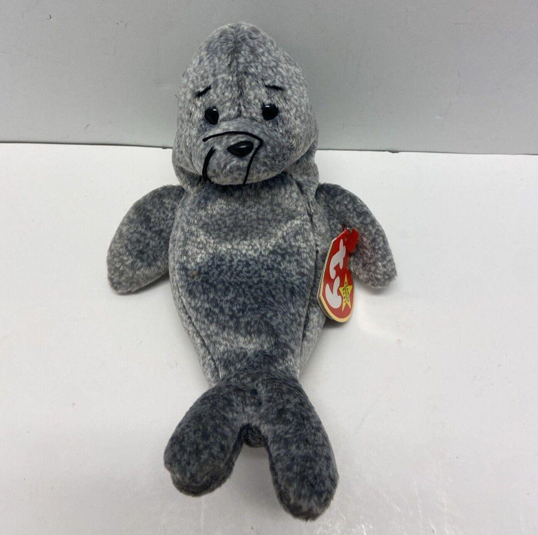 Ty Beanie Babie Slippery the Seal Grey Beanbag Plush Hang Tag Stuffed ...