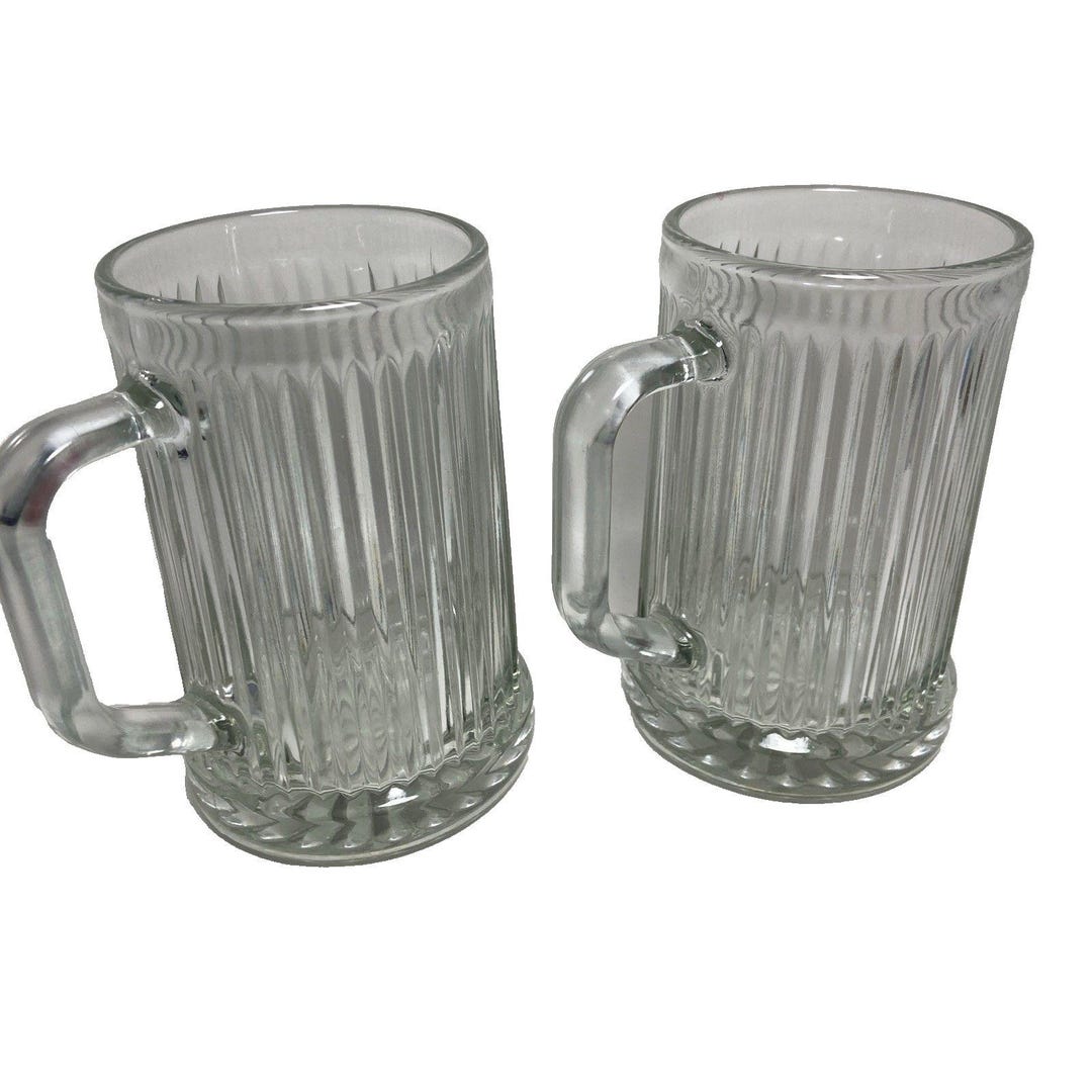 Mugs Ribbed Clear Glass Made in Italy Vintage 12oz Good Condition Lot ...