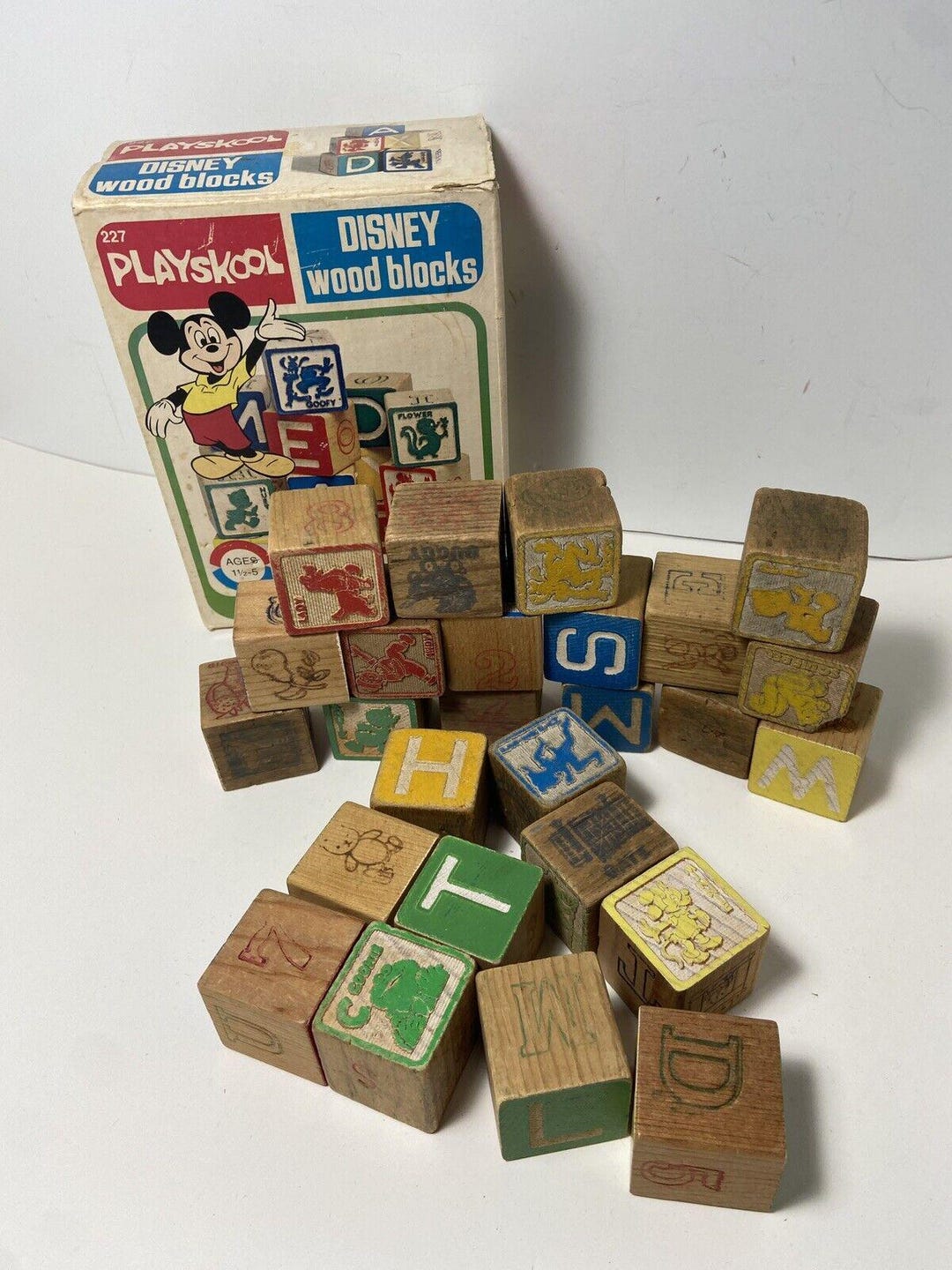 Playskool 1978 Wooden Building Blocks With Box Vintage Includes 26 ...